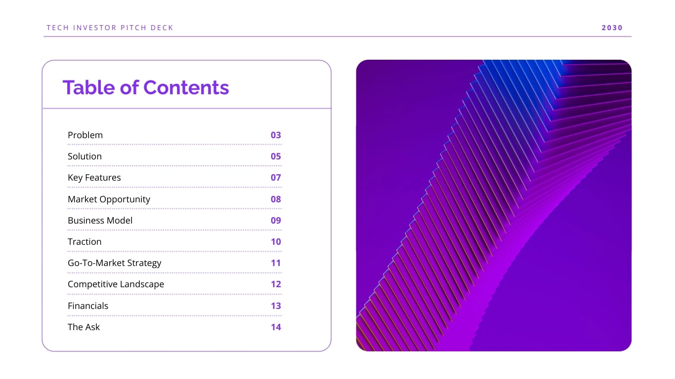 Tech Investor Pitch Deck Template | Visme