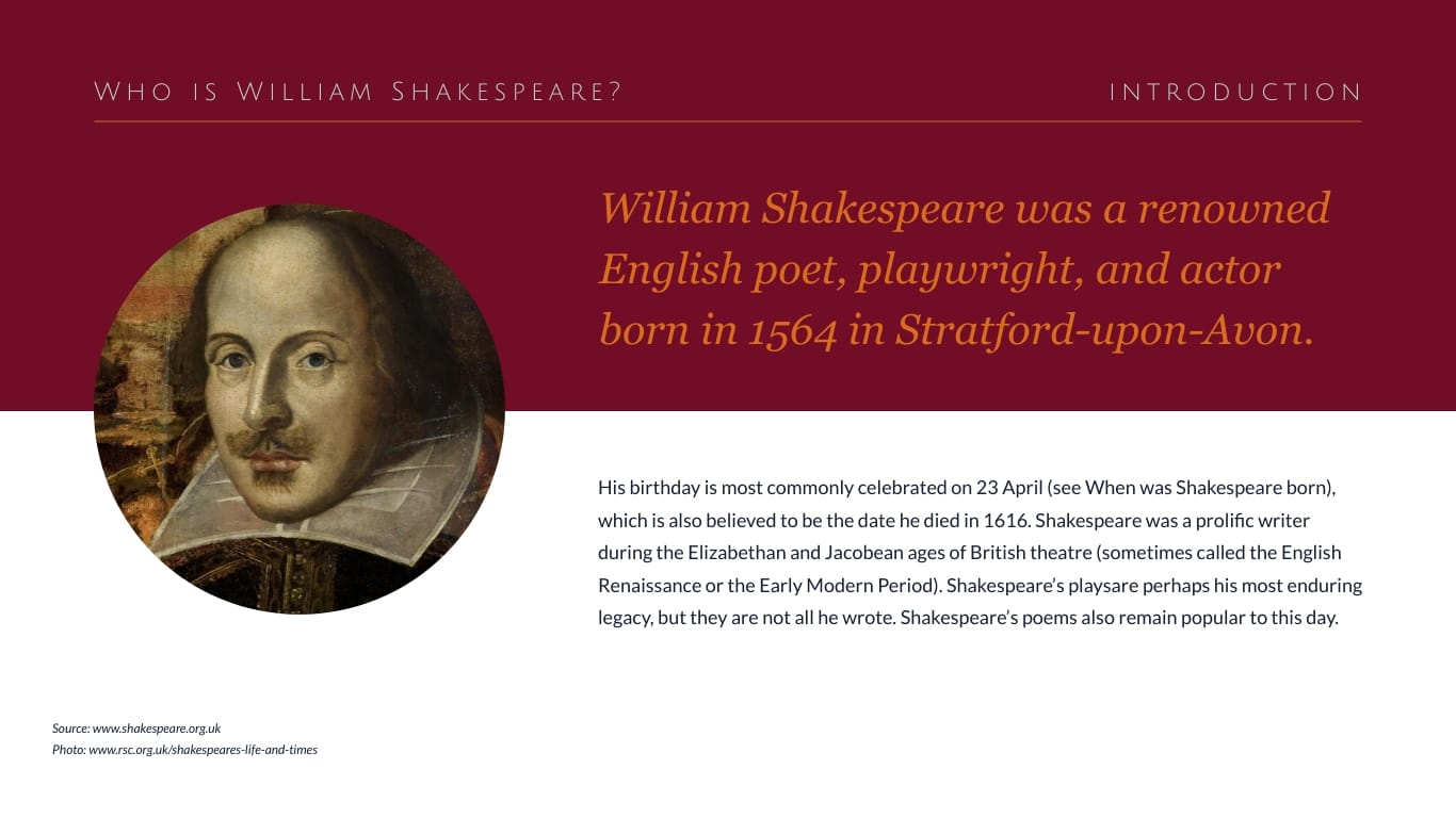 Who is William Shakespeare Presentation Template | Visme